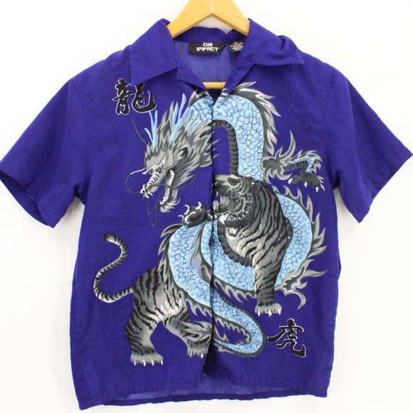 City Impact | Shirts | Vintage City Impact Shirt Mens Navy Blue Dragon ...